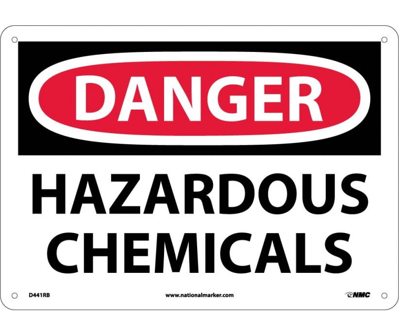 NMC Signs D441Rb, Danger Hazardous Chemicals Sign, 10 X 14, Rigid ...