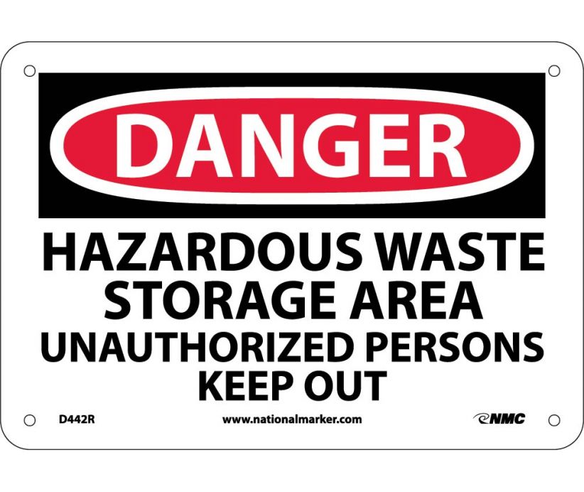 NMC Signs D442R, Danger Hazardous Waste Storage Area Sign, 7 X 10 ...
