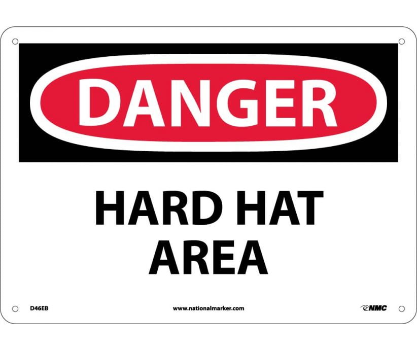 NMC Signs D46Eb, Danger Hard Hat Area Sign, 10 X 14, Fiberglass .095 ...