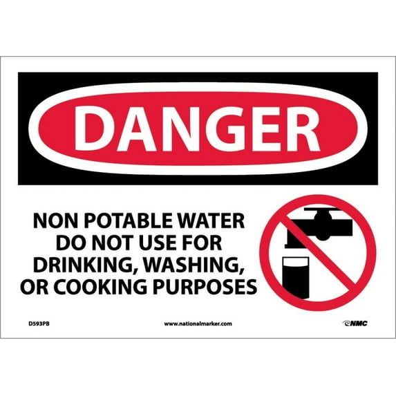 NMC Signs D593Pb, Danger Non-Potable Water Do Not Use Sign, 10 X 14 ...