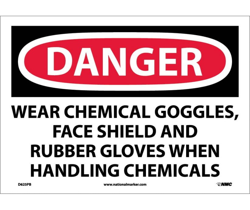 NMC Signs D625Pb, Danger Wear Ppe When Handling Chemicals Sign, 10 X 14 ...
