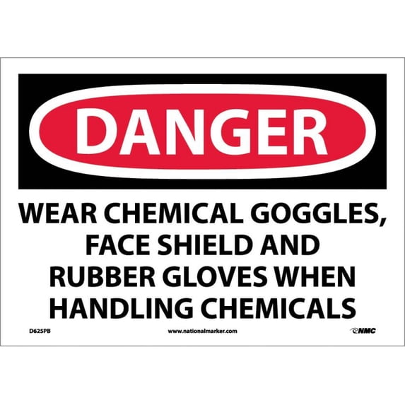 NMC Signs D625Pb, Danger Wear Ppe When Handling Chemicals Sign, 10 X 14 ...