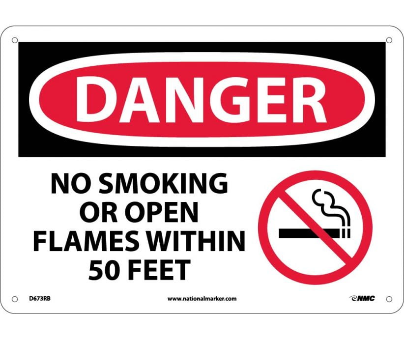 NMC Signs D673Rb, Danger No Smoking Sign, 10 X 14, Rigid Plastic .050 ...