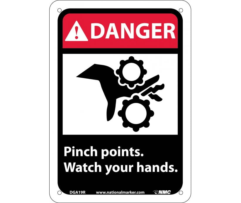 nmc signs dga19r, danger pinch points watch your hands sign, 10 x 7 ...