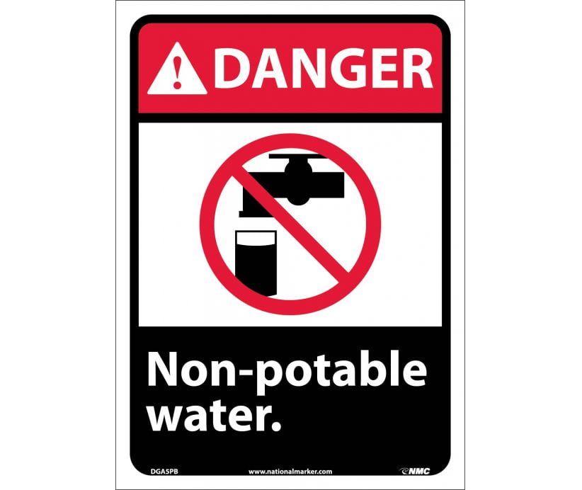 NMC Signs Dga5Pb, Danger Non-Potable Water Sign, 14 X 10, Pressure ...