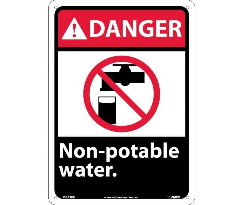 NMC Signs Dga5Rb, Danger Non-Potable Water Sign, 14 X 10, Rigid Plastic ...