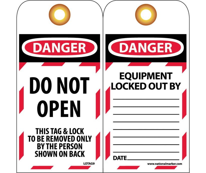 NMC Signs Lotag9-25, Danger Do Not Open This Tag, 6 X 3, Unrippable ...