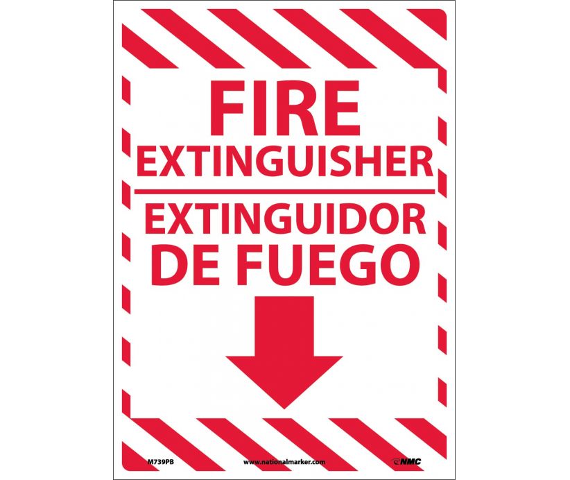 NMC Signs M739Pb, Fire Extinguisher Sign - Bilingual, 14 X 10, Pressure Sensitive Vinyl .0045 ...