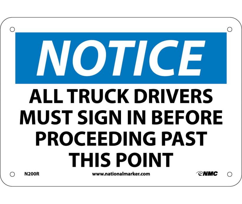 NMC Signs N200R, All Truck Drivers Must Sign In Before Sign, 7 X 10 ...