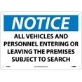 NMC Signs N209Rb, Notice Subject To Search Sign, 10 X 14, Rigid Plastic ...