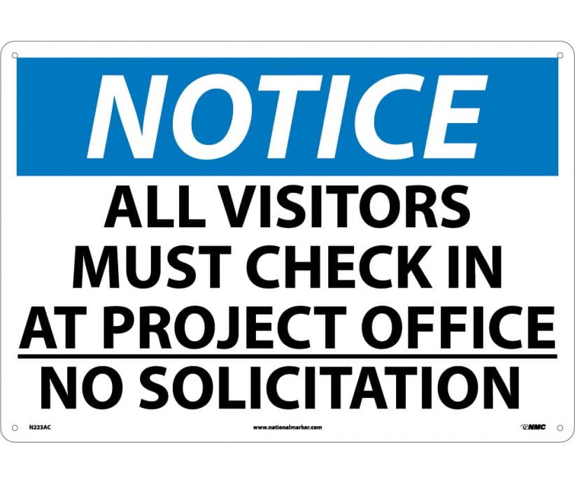 NMC Signs N223Ac, Large Format Notice All Visitors Must Check In At ...