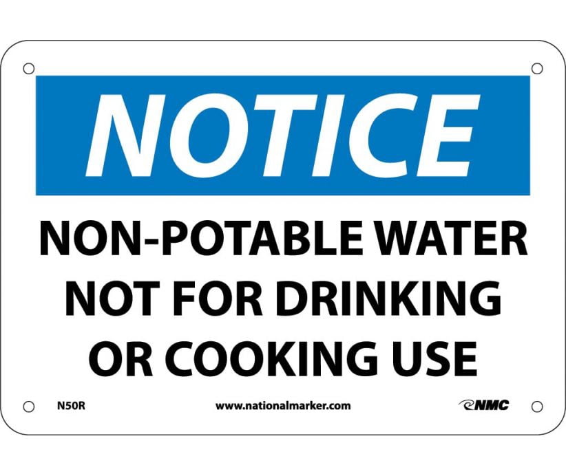 NMC Signs N50R, Notice Non-Potable Water Sign, 7 X 10, Rigid Plastic ...