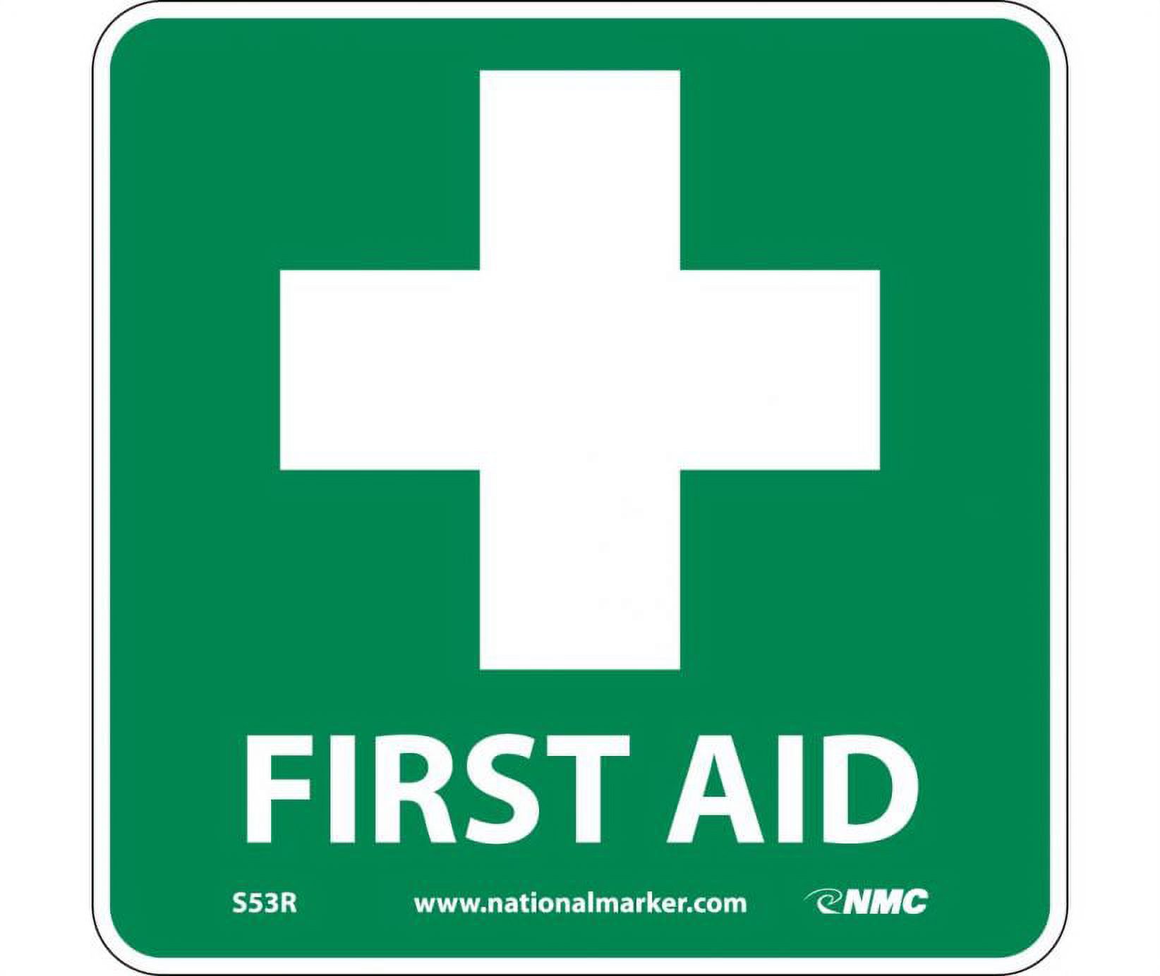 NMC Signs S53R, First Aid Sign, 7 X 7, Rigid Plastic .050 - Walmart.com