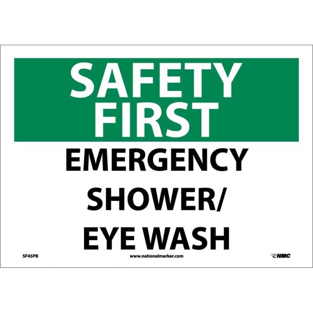 NMC Signs Sf45Pb, Safety First Emergency Shower/Eye Wash Sign, 10 X 14 ...