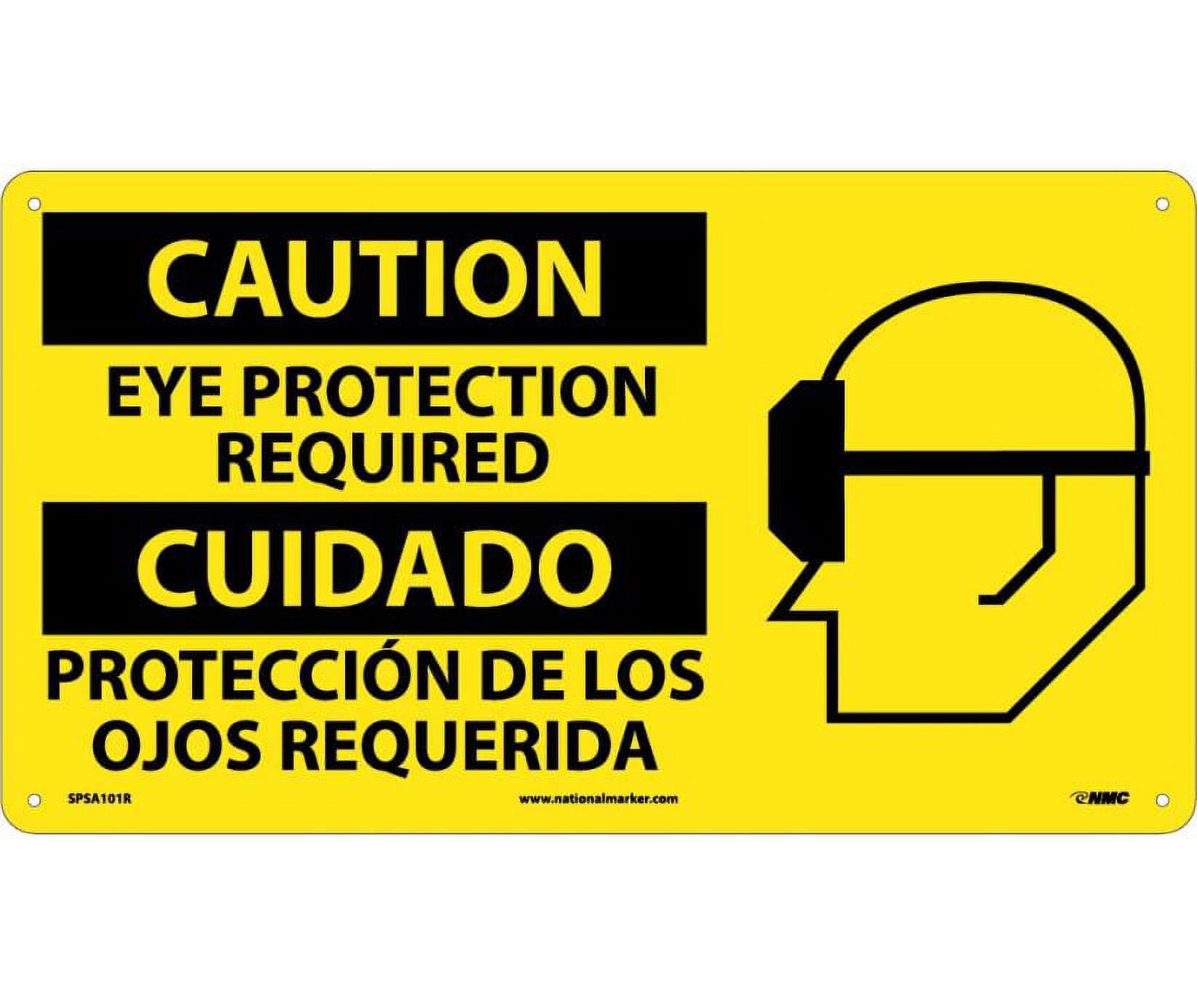 NMC Signs Spsa101R, Caution Eye Protection Required Sign - Bilingual ...