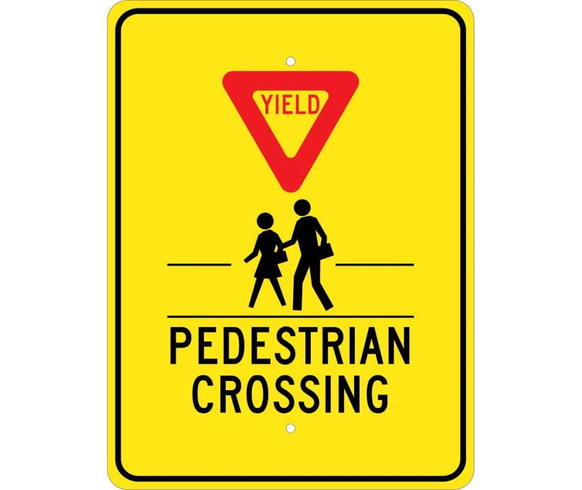 NMC Signs Tm170J, Yield Pedestrian Crossing Sign, 24 X 18, Aluminum ...