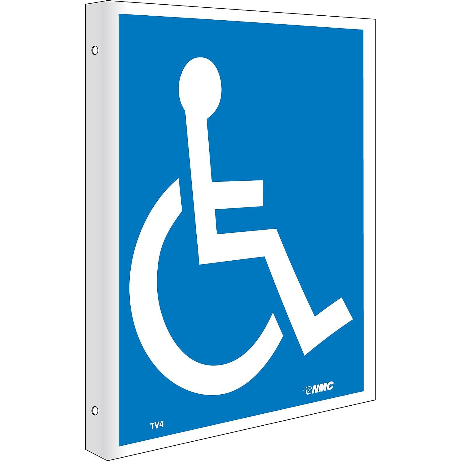 NMC TV4 Flanged Sign with Handicapped Symbol, 8" Length x 10" Height ...