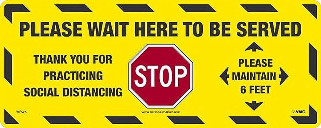 NMC WFS75 STOP! Please Wait Here To Be Served, Social Distancing Floor ...