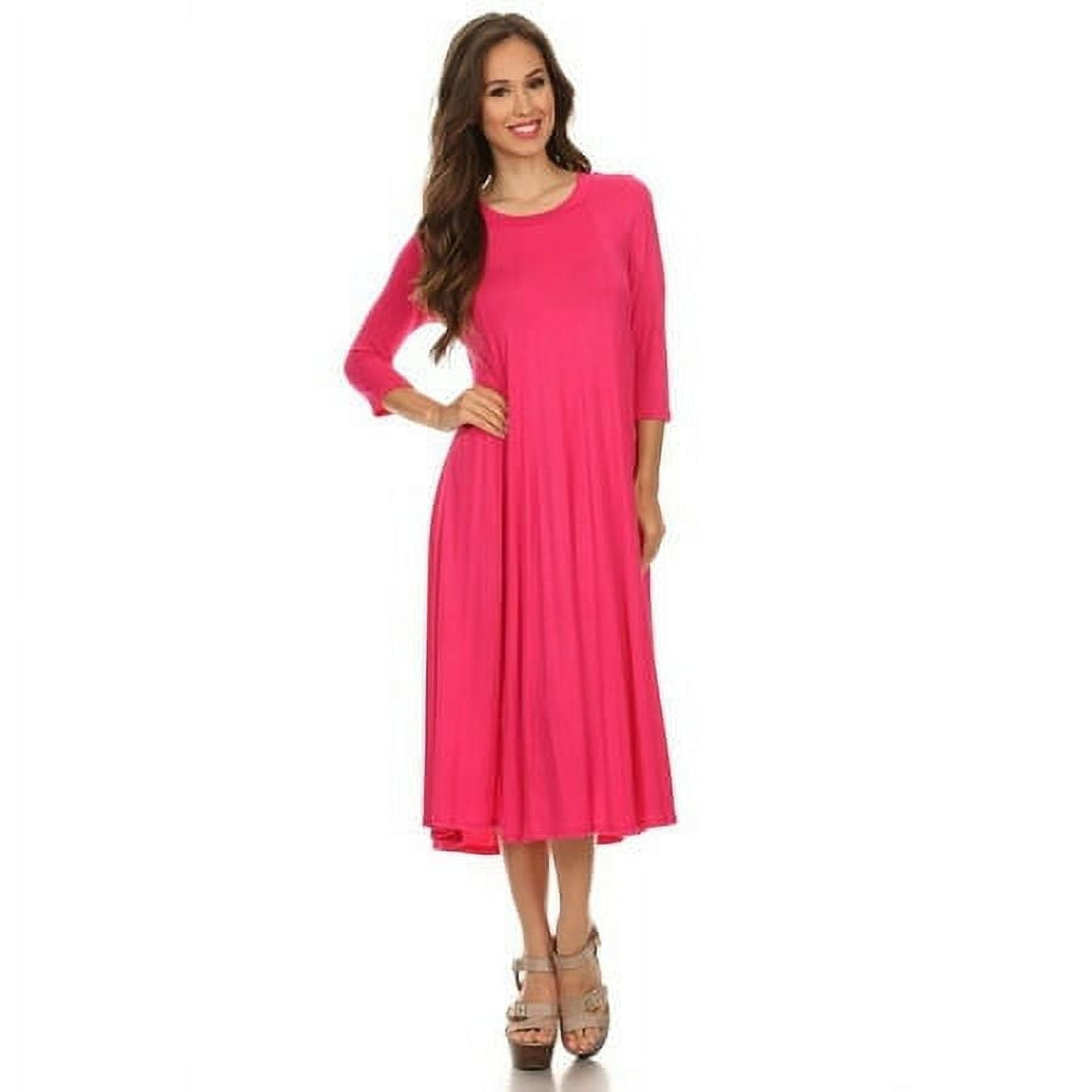 NMC Plus Size Women's Casual Midi Dress, 3/4 Sleeve, Office Wear ...