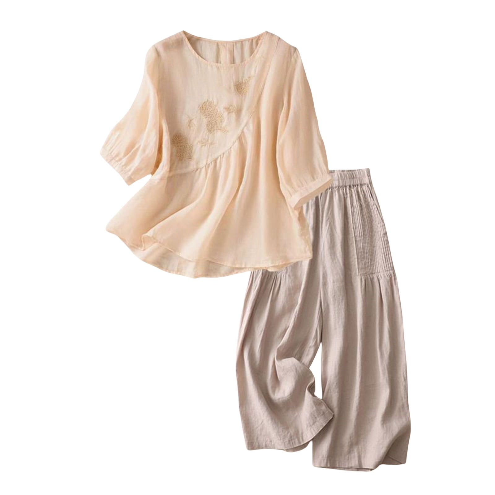 NMMUED 2 Piece Sets for Women Linen Two Piece Set Women Womens Lounge ...