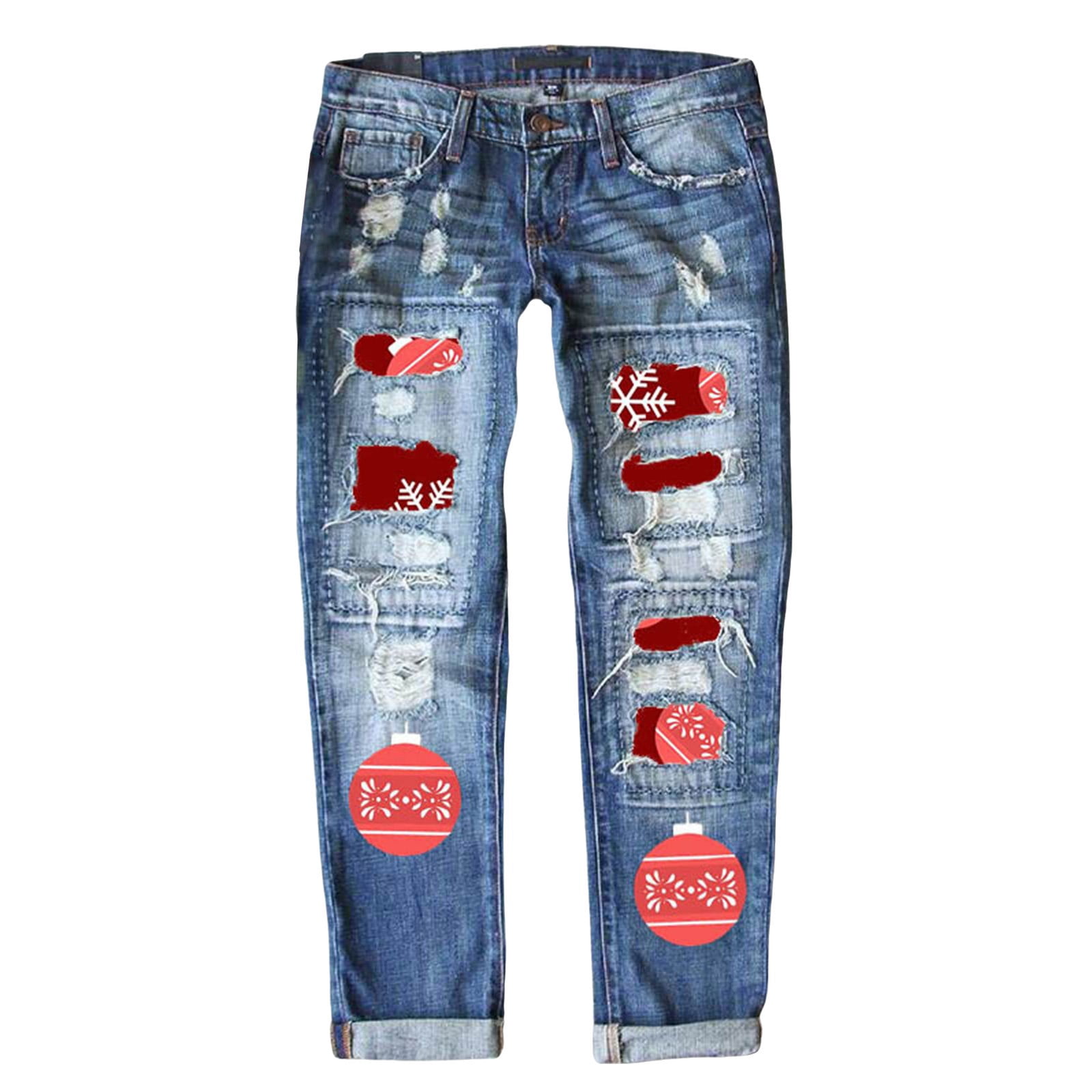 NMMUED Christmas Jeans Christmas Gifts for Women Vacation Outfits ...