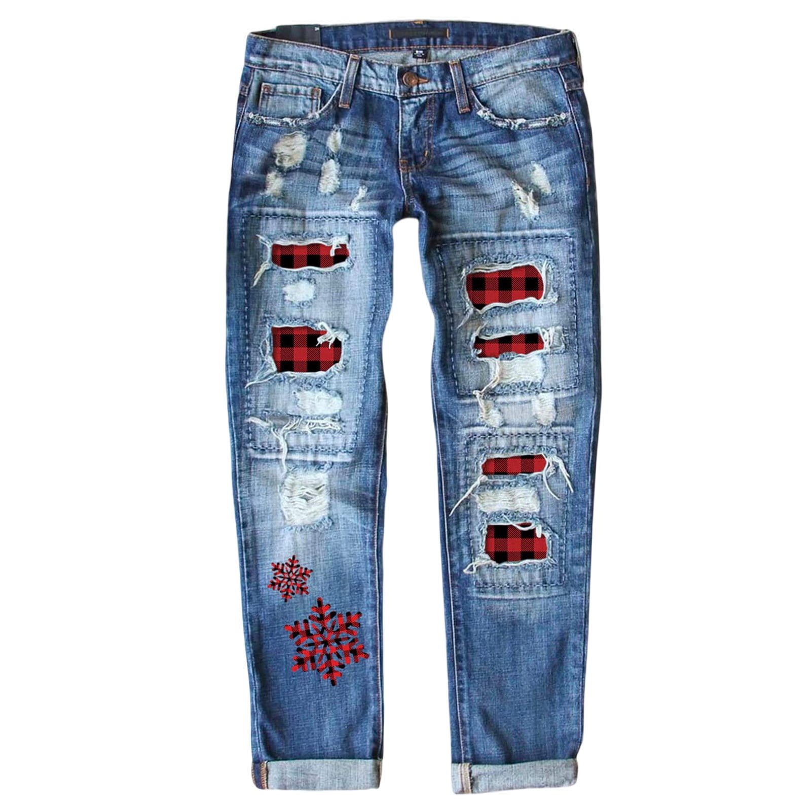 NMMUED Christmas Jeans for Women Patch Jeans for Women Christmas ...