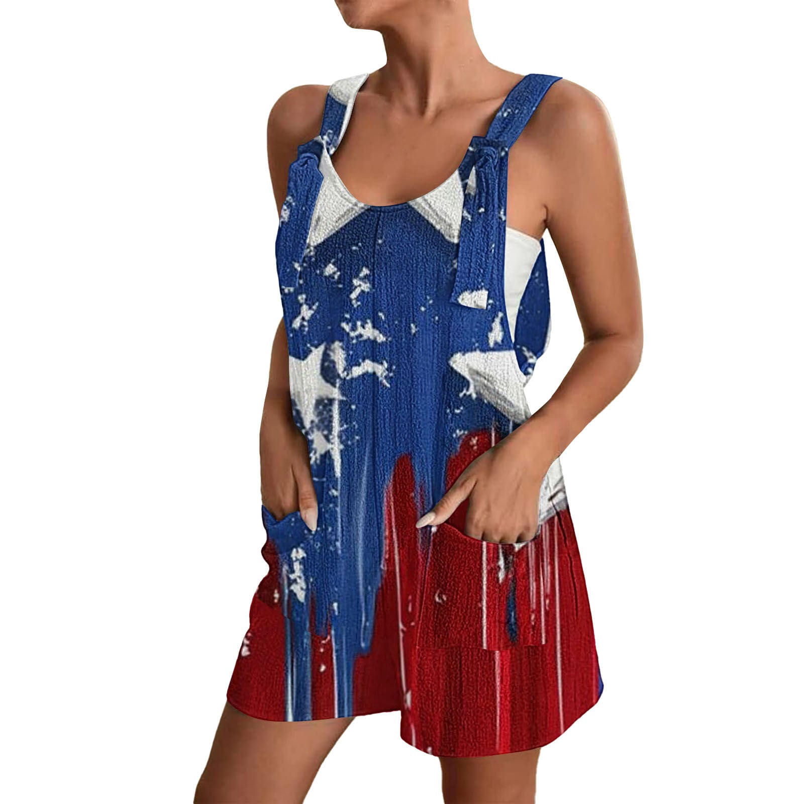 NMMUED Fourth of July Outfit Women, Red White and Blue Overalls for ...