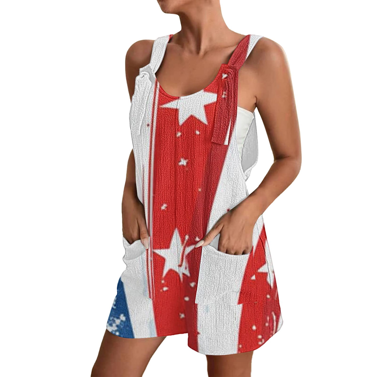 NMMUED Fourth of July Outfit Women, Red White and Blue Overalls for ...