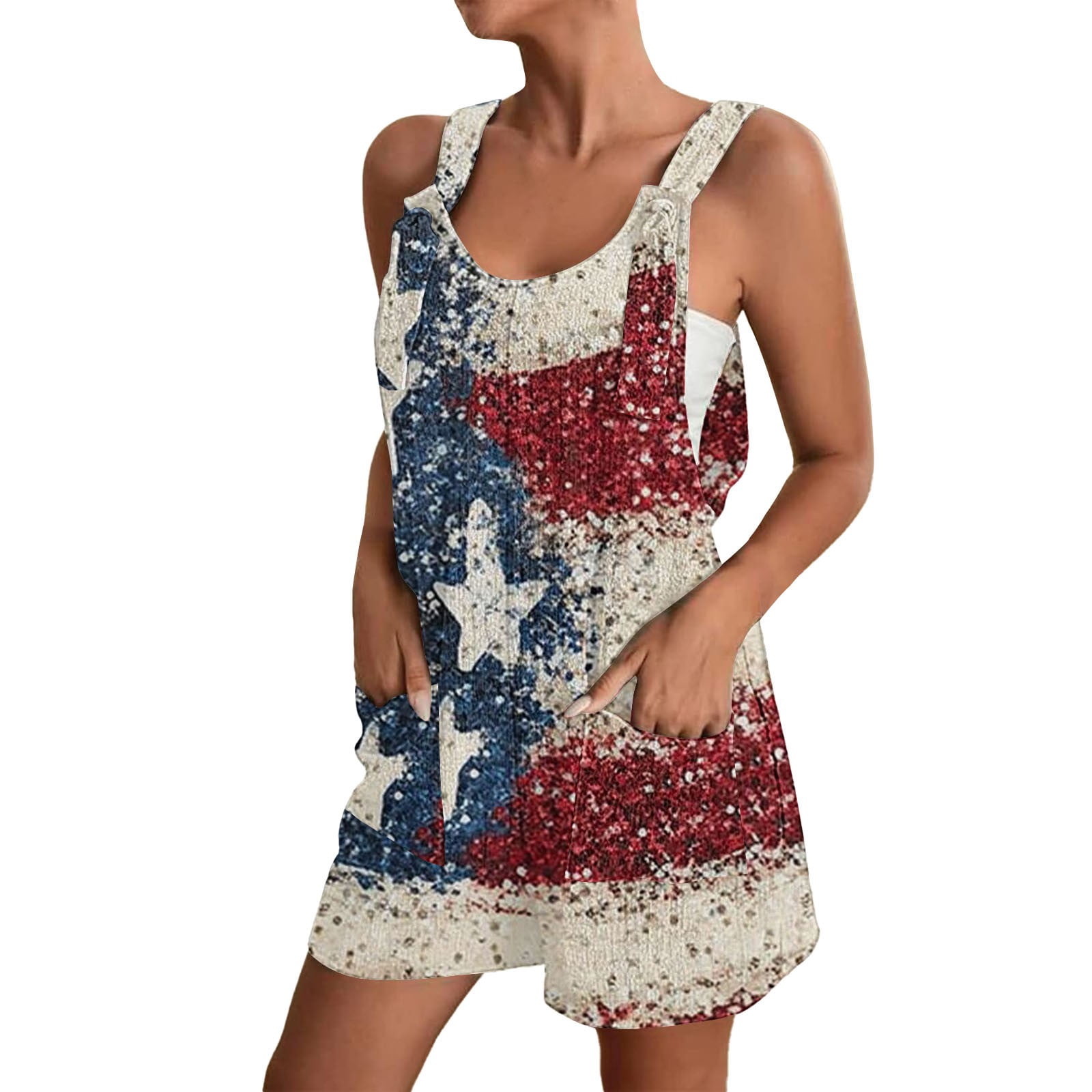 NMMUED Fourth of July Outfit Women, Red White and Blue Overalls for ...