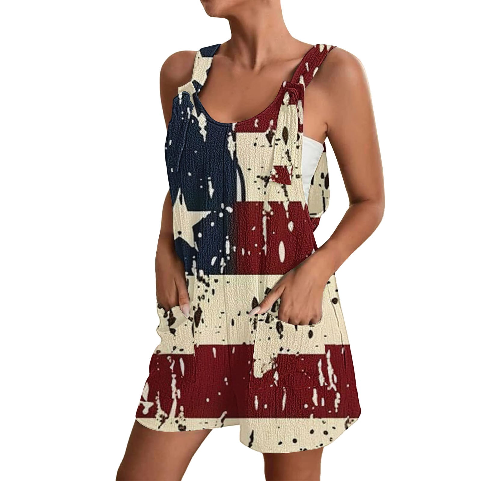 NMMUED Fourth of July Outfit Women, Red White and Blue Overalls for ...