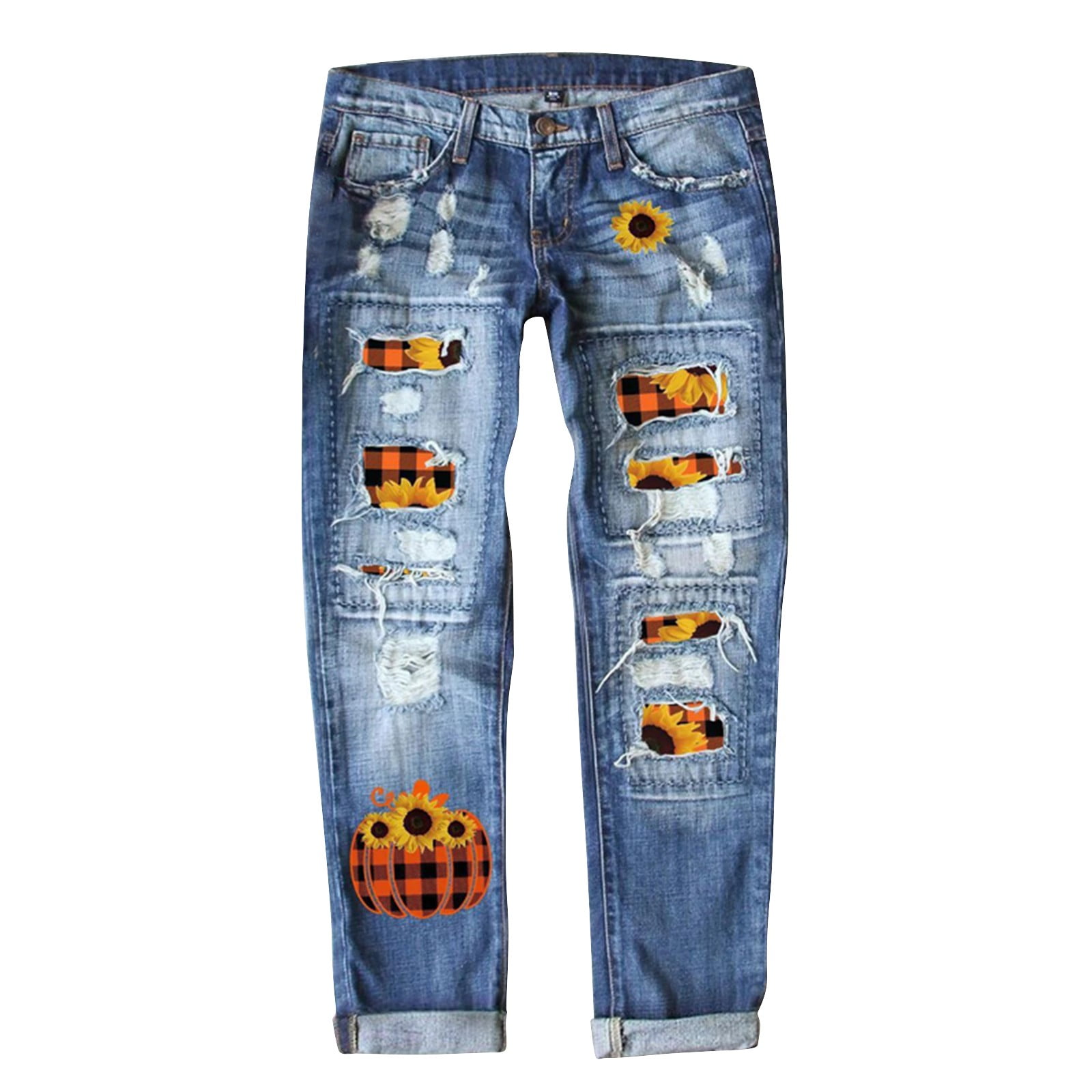 NMMUED Halloween Jeans Denim Pants for Women Halloween Pants Women ...