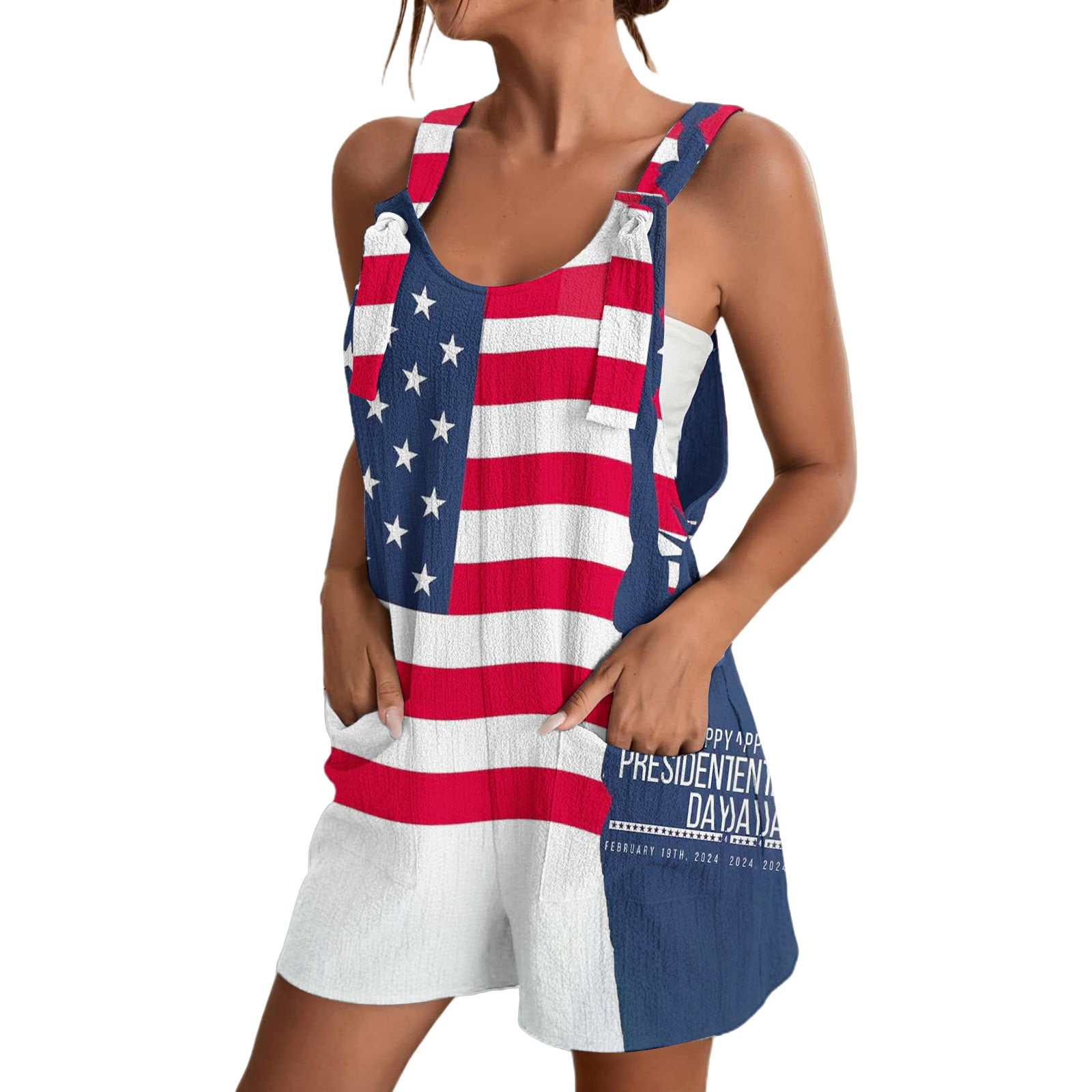 NMMUED Linen Romper, Short Rompers for Women 2025, American Flag ...