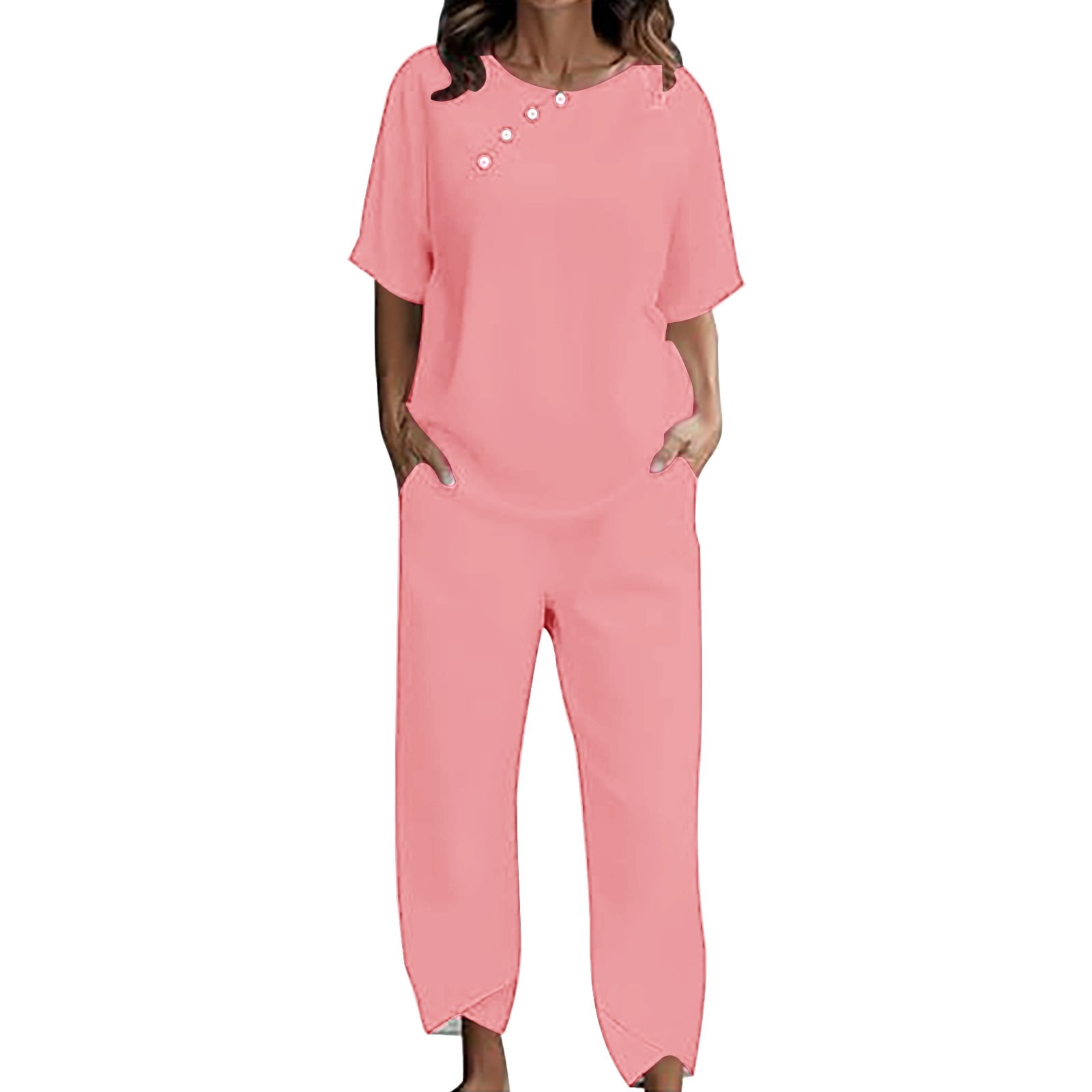 NMMUED Linen Two Piece Set Women Gauze Sets for Women 2 Piece Lounge ...