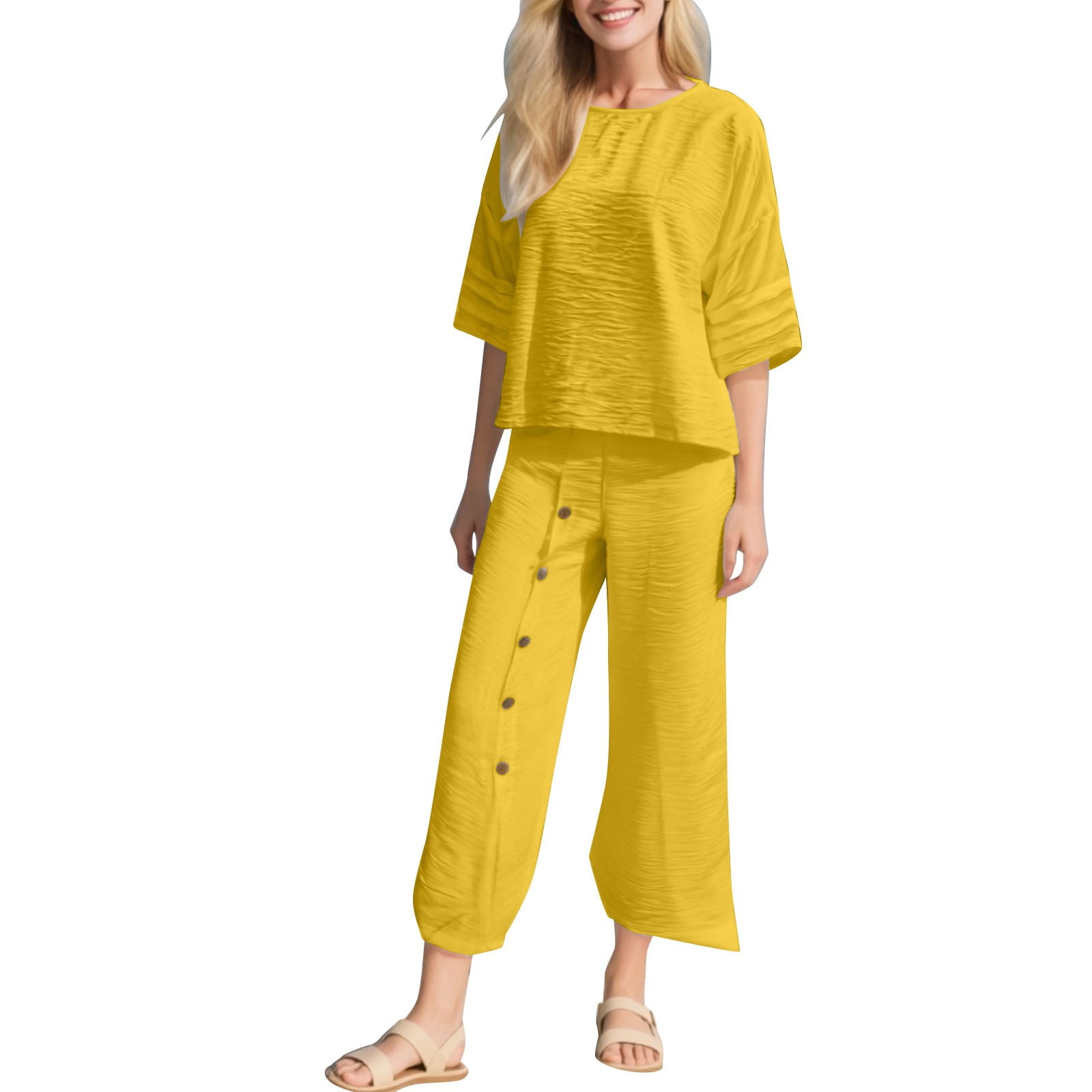 NMMUED Pants Sets Women 2 Piece Outfits Capri Sets Women 2 Piece ...