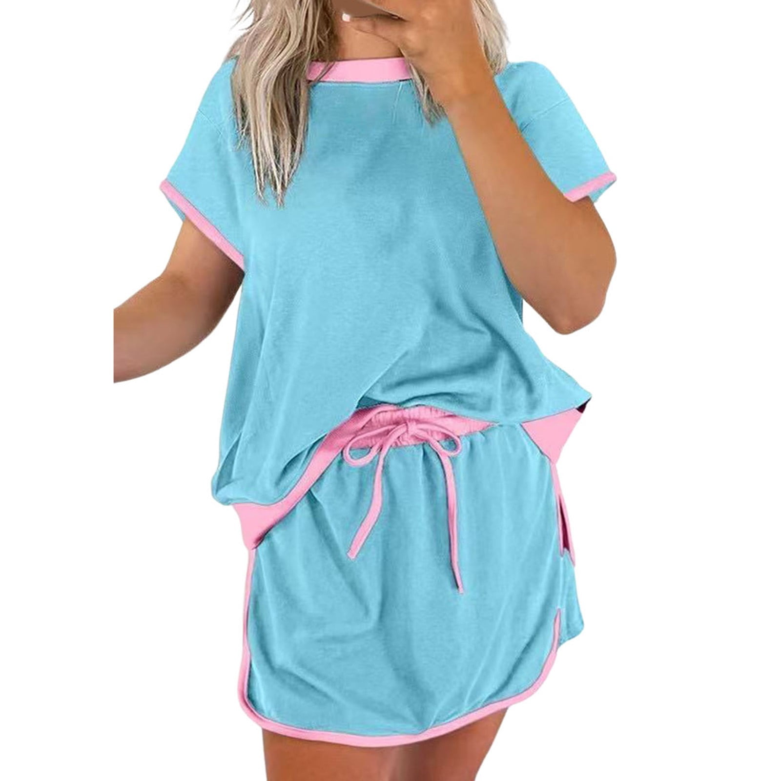 NMMUED Skirt Sets Women 2 Piece Outfits Skort Set Athleisure Sets Women ...