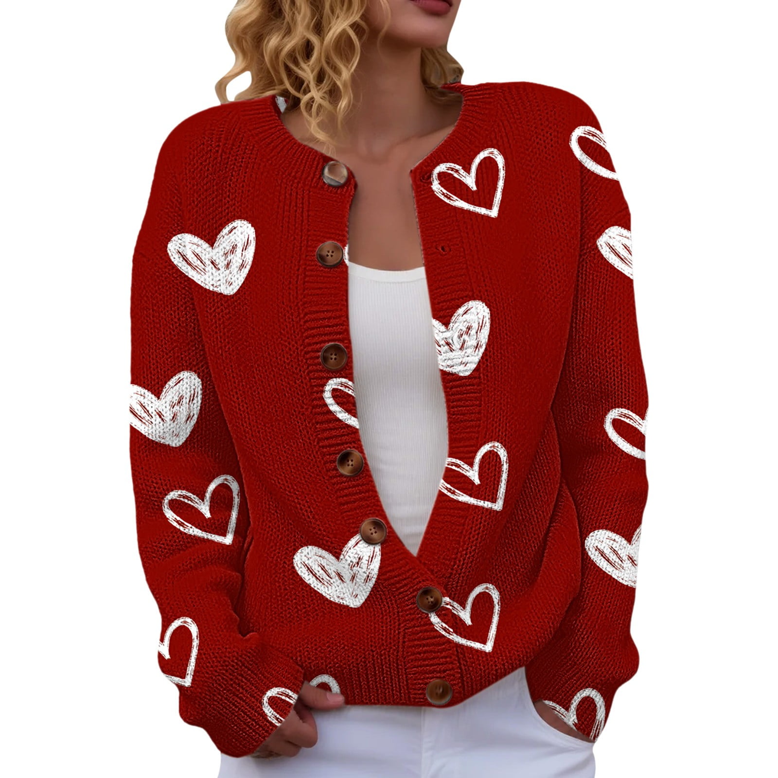 NMMUED Valentine Day Sweaters for Women Cute Heart Sweater Heart Tops ...