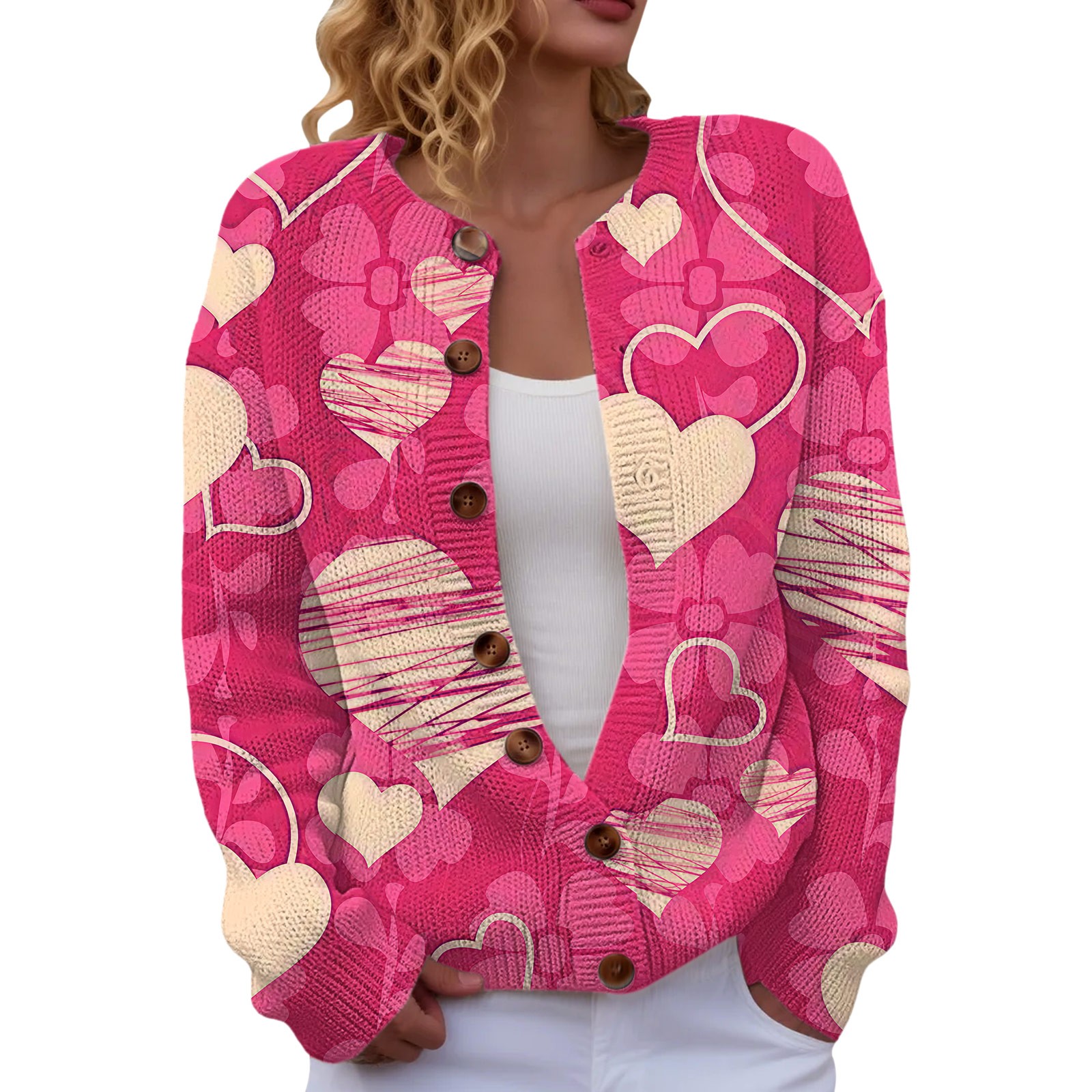 NMMUED Valentine Sweater Women Love Print Cardigan Sweaters for Women ...