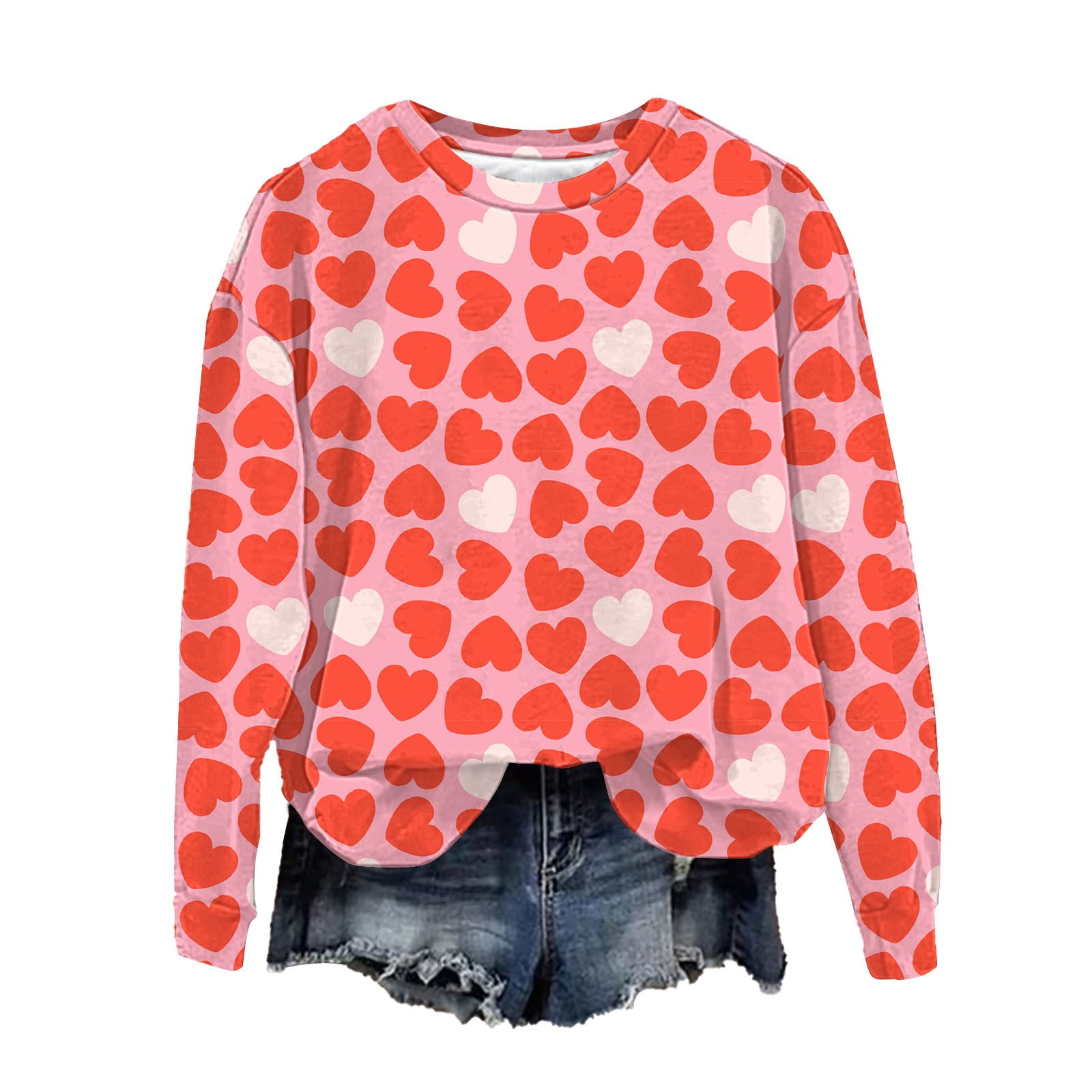 NMMUED Valentines Sweatshirt for Women Heart Shirts 2026 Causal ...