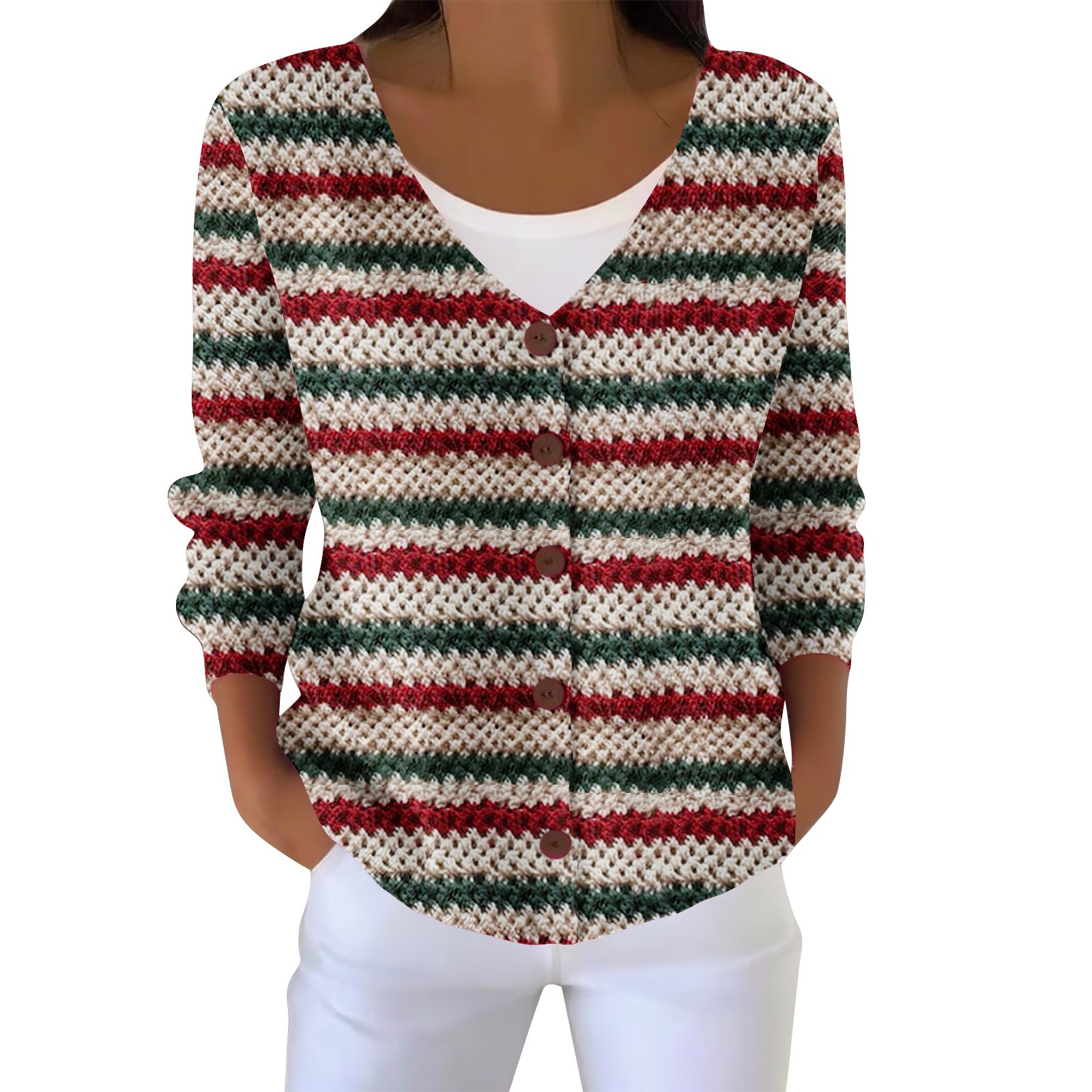 NMMUED Womens Christmas Cardigan Christmas Clothes for Women Button Up ...