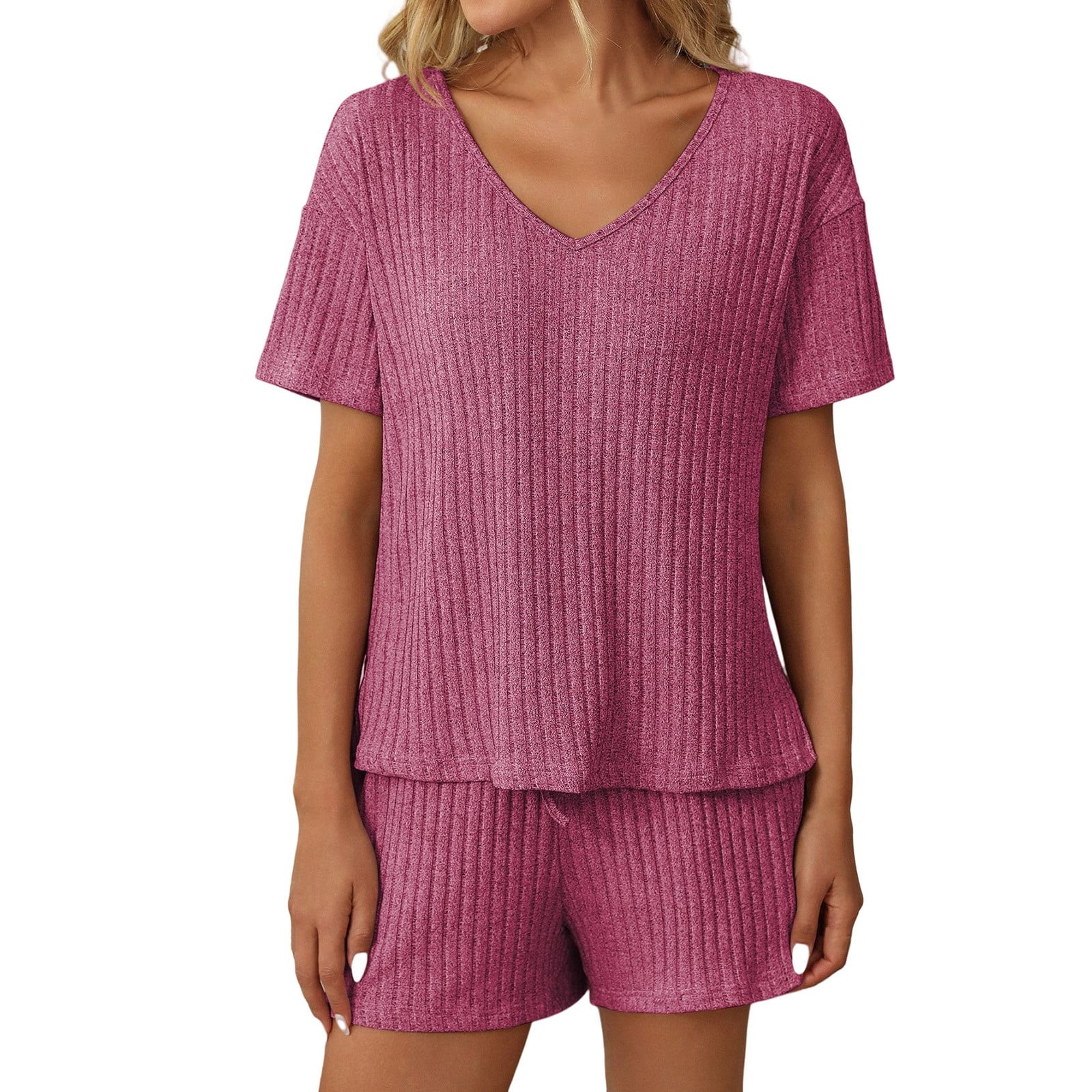 NMMUED Womens Pajama Sets Short Pajama Set for Women Lounge Sets for ...