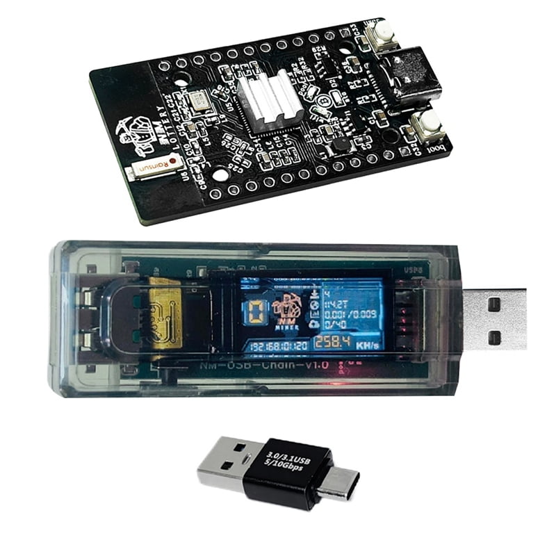 NMMiner Miner 265kH/S+NerdMiner V2 308KH/S USB Chain Miner BTC Solo ...