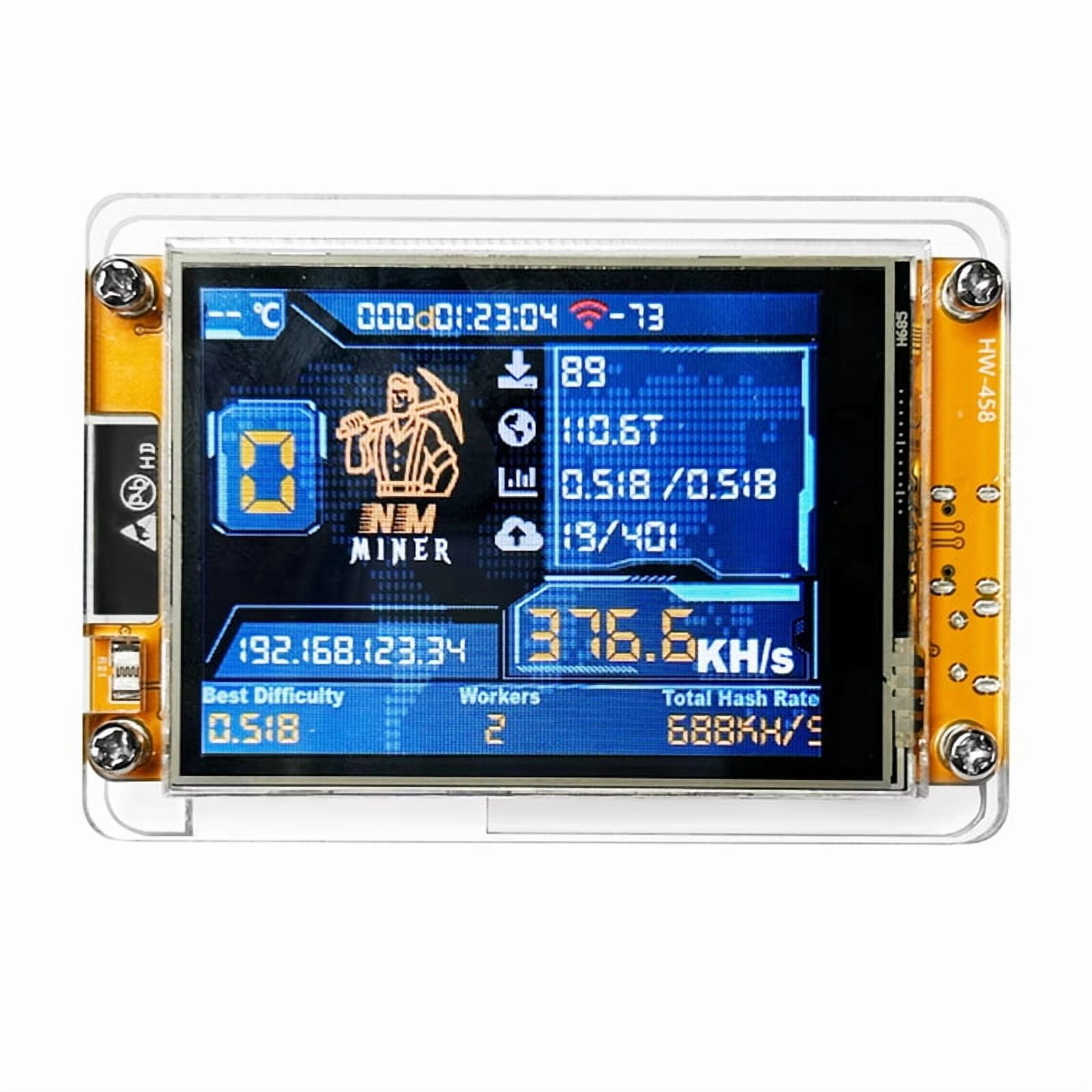 NMMiner NerdMiner V2 Hashrate 377KH/S ESP32 2.8 Inch Smart Display Crypto Solo Lottery Miner BTC ...