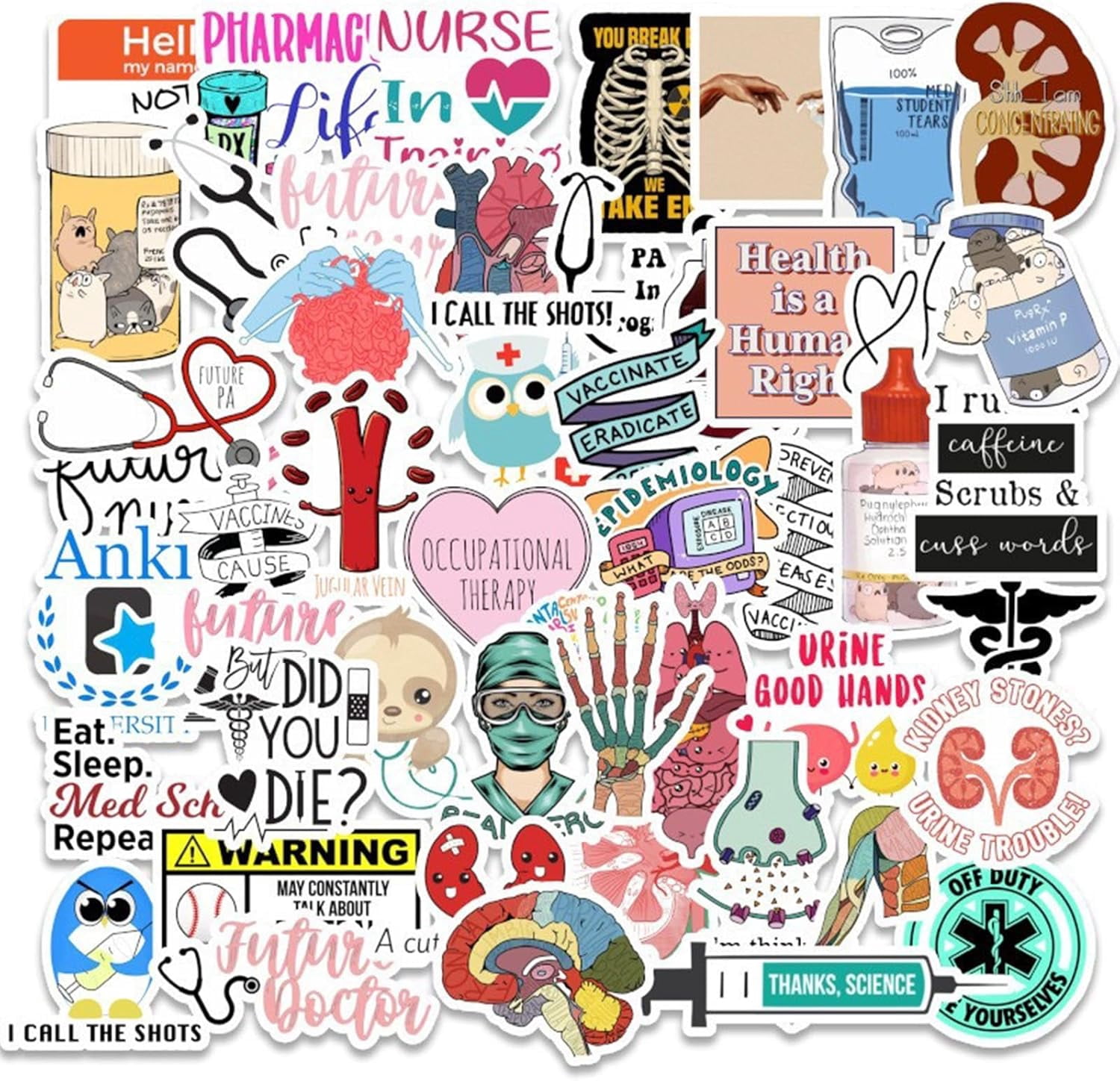 NN 100PCS Doctor Stickers, Medical Equipment Stickers Aesthetic Decals ...