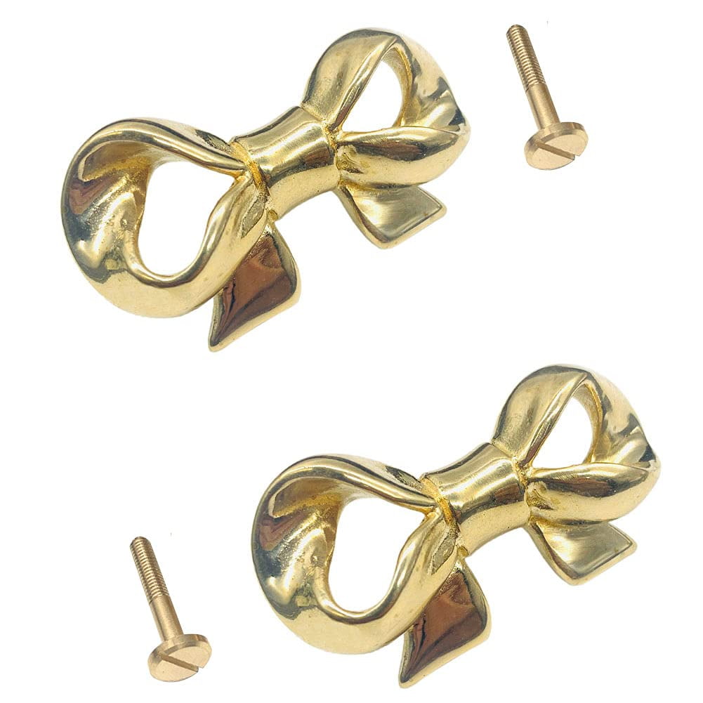 NNNJunhua Brass Bow Knobs Gold Cabinet Handle Drawer Pulls Home Kitchen Decorative Cupboard ...