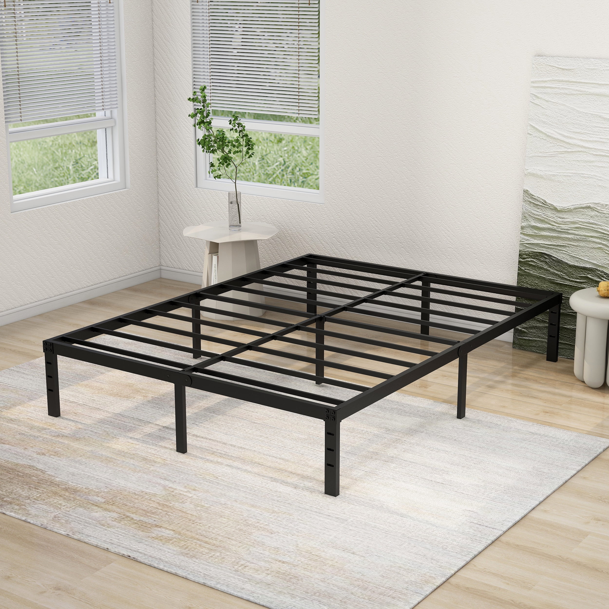 NNV 14" 3500 lbs Heavy Duty Queen Bed Frame, Duty Steel Slat Metal Bed ...
