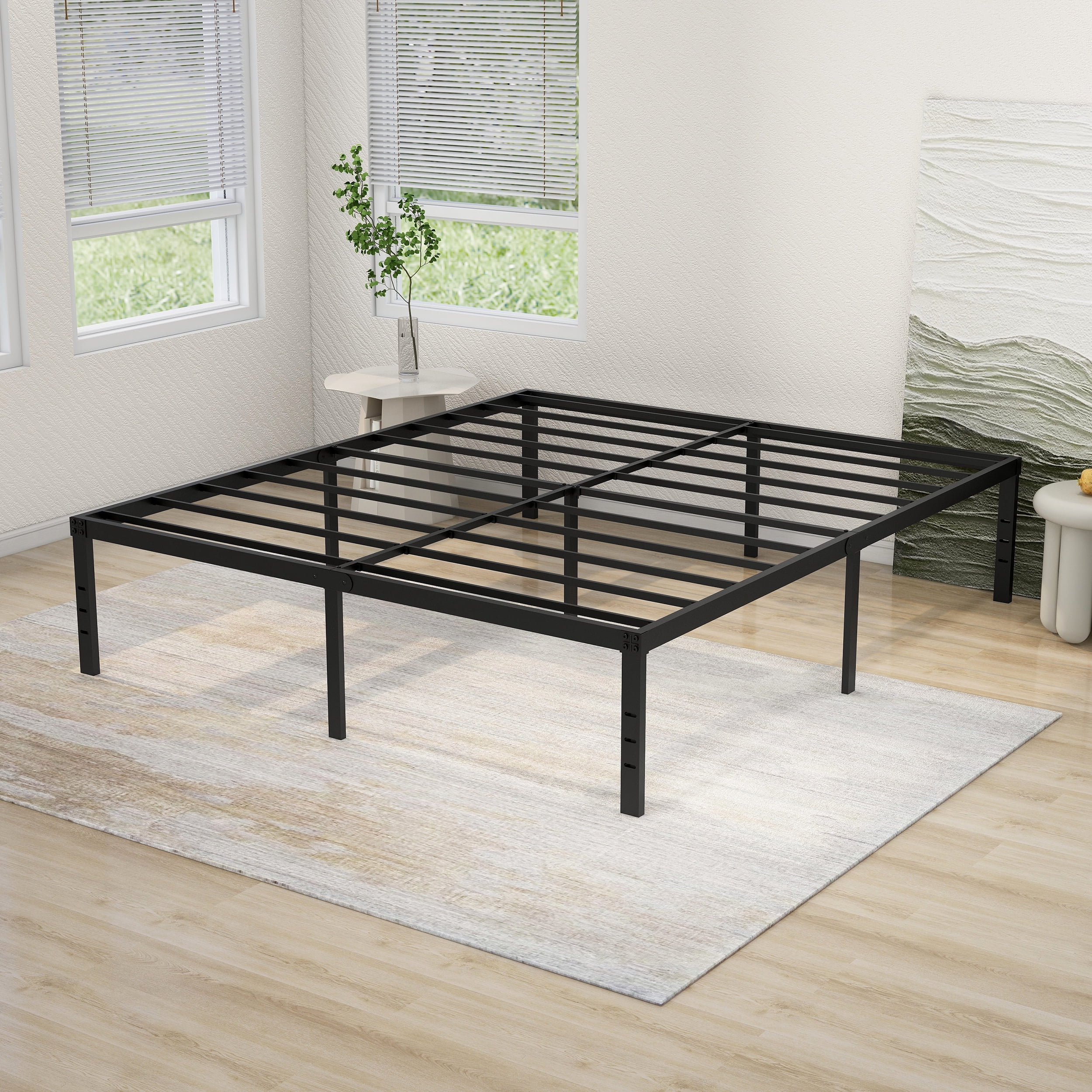 "NNV Simple Bed Frame, 18"" 3500 lbs Heavy Duty Steel Slat, California ...