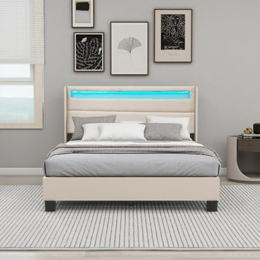 4 EVER WINNER Twin Size LED Bed Frame, Black Twin Bed Frame with Led ...