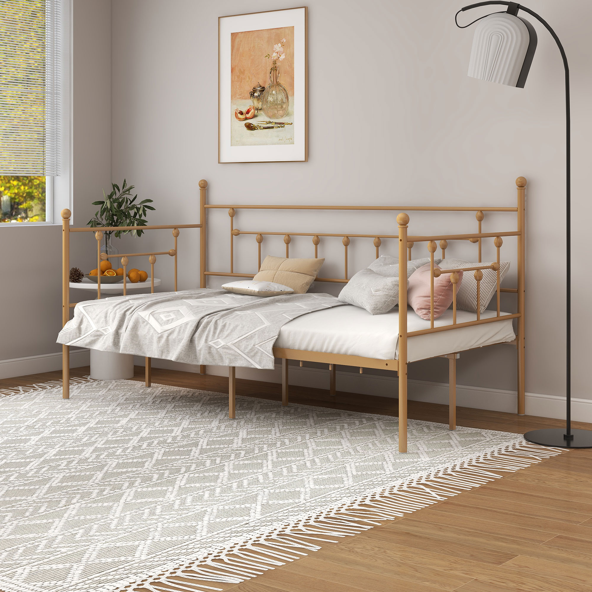 Caroline Complete Metal Daybed with Link Spring Support Frame and Pop ...