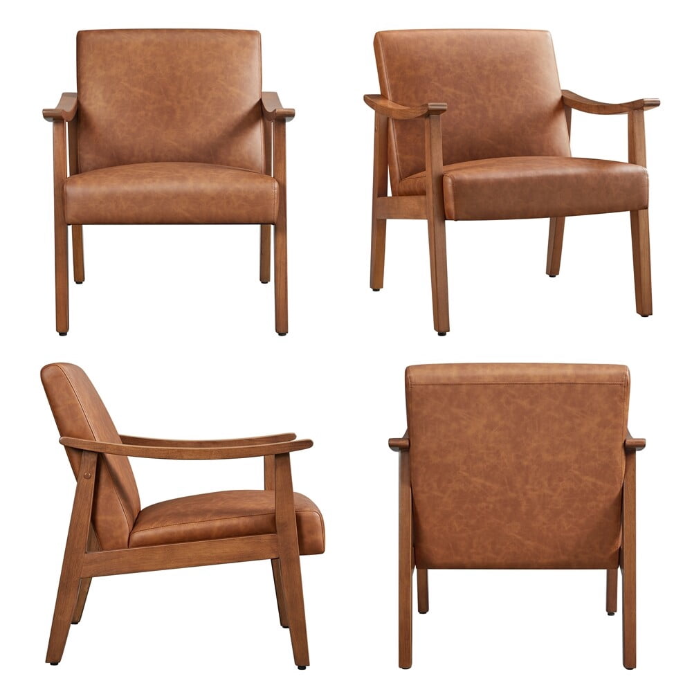 NNYYS Fabric Accent Chair, Mid-Century Modern Armchair with Solid Wood ...