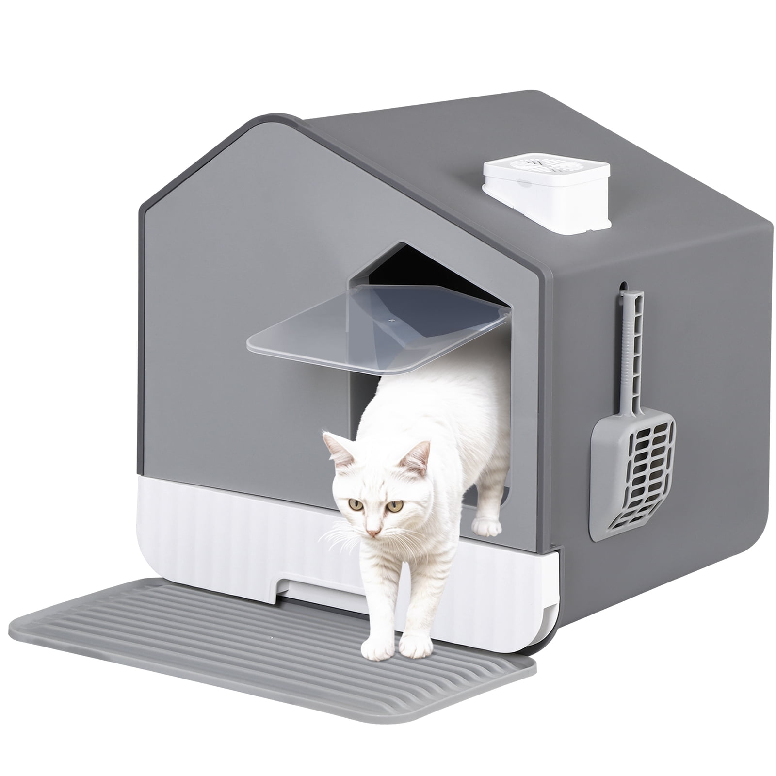 NNYYS Large Enclosed Cat Litter Box - Covered Hooded Cat Litter Box ...